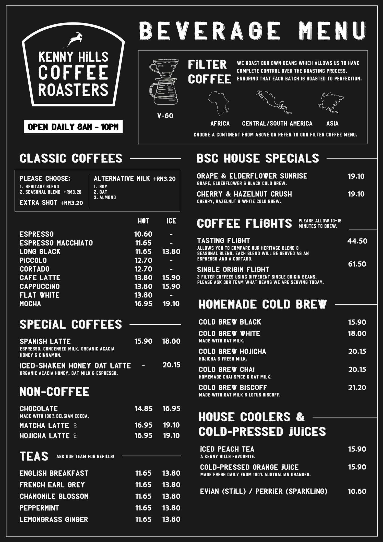 Menu – Kenny Hills Coffee Roasters