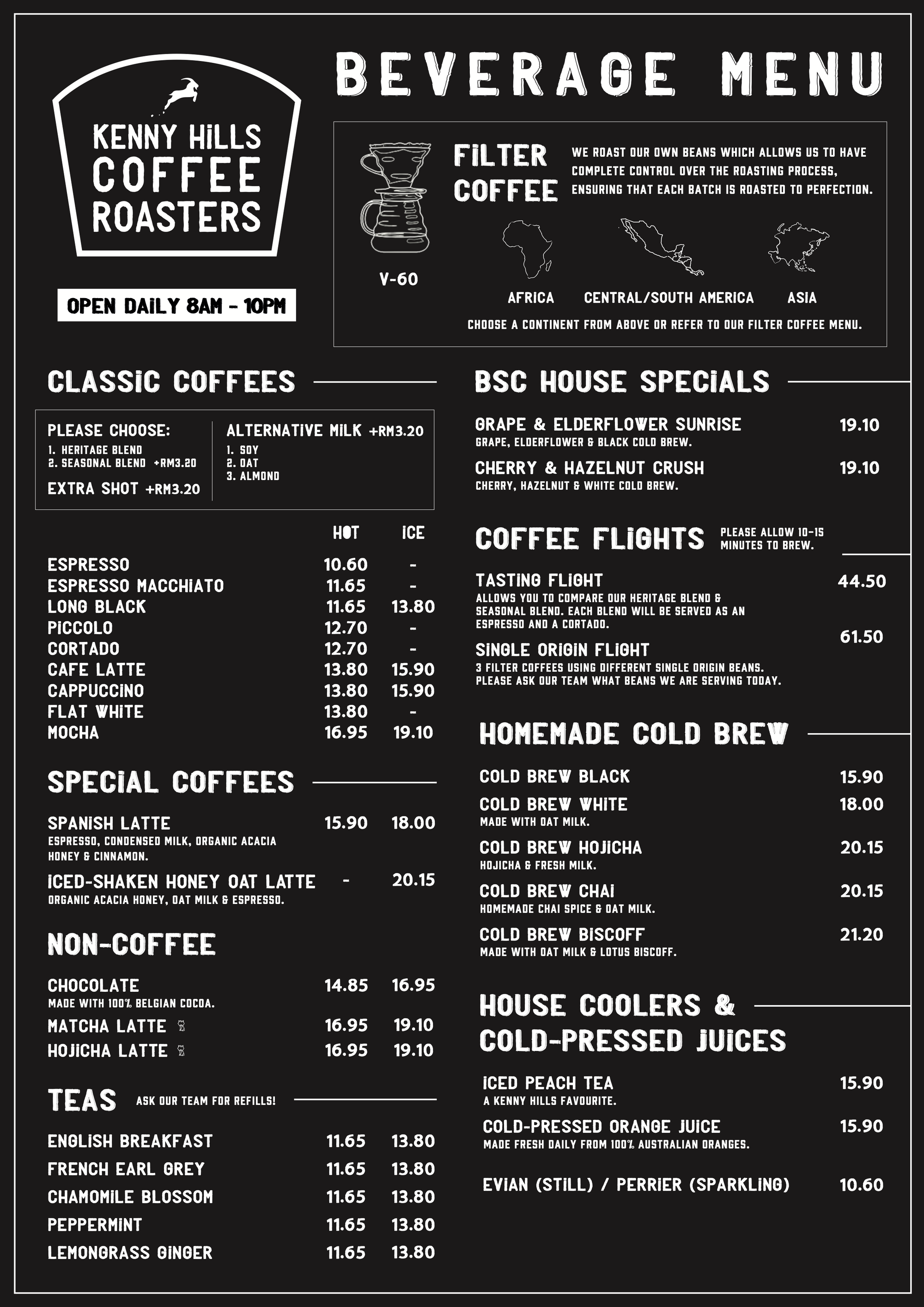 Menu – Kenny Hills Coffee Roasters